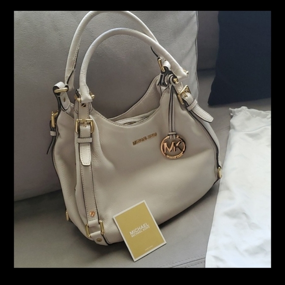 Michael Kors | Bags | Michael Kors Ivory Pebble Leather Hobo Bag | Poshmark